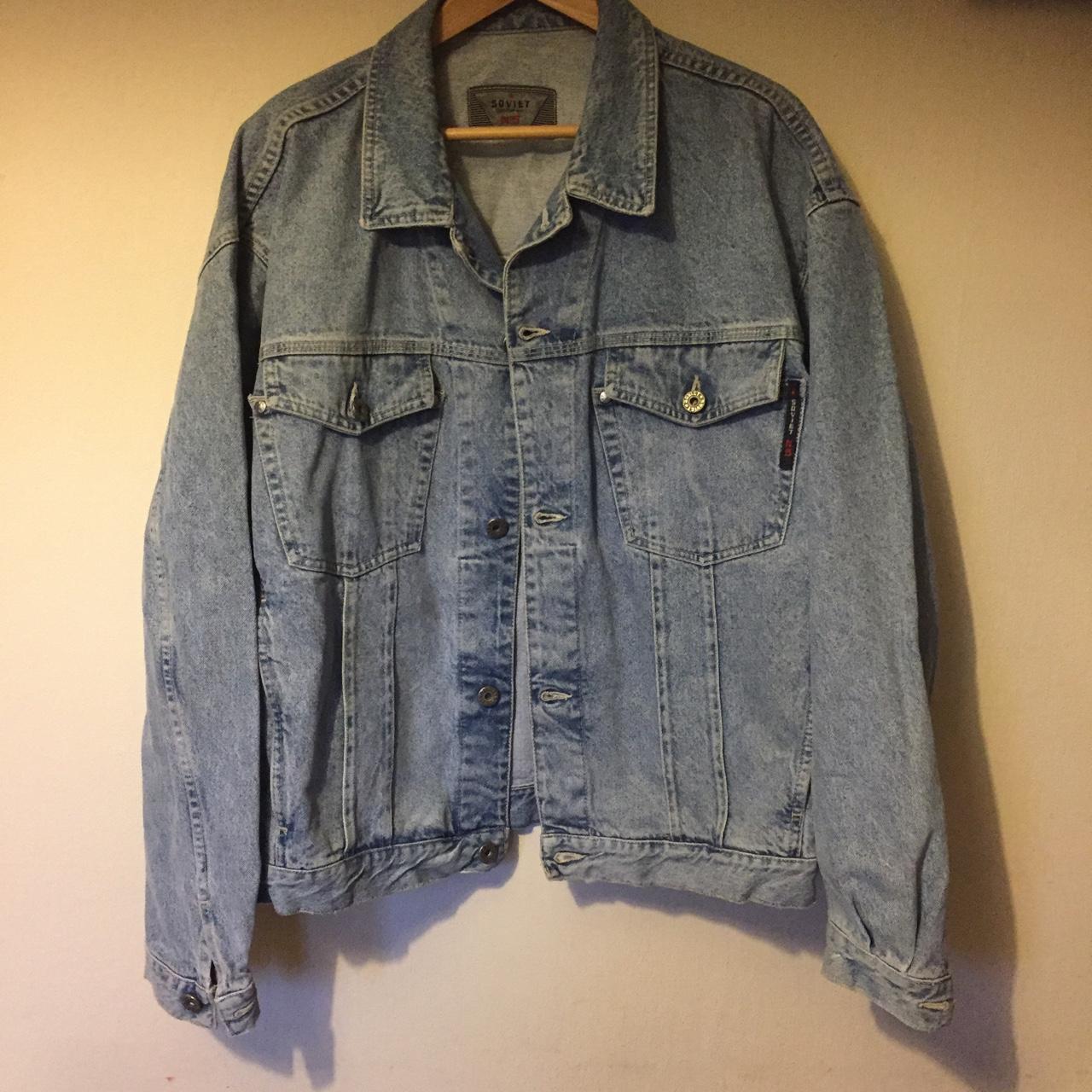 Vintage Denim Jacket. Soviet No. 5 / Number 5 100%... - Depop