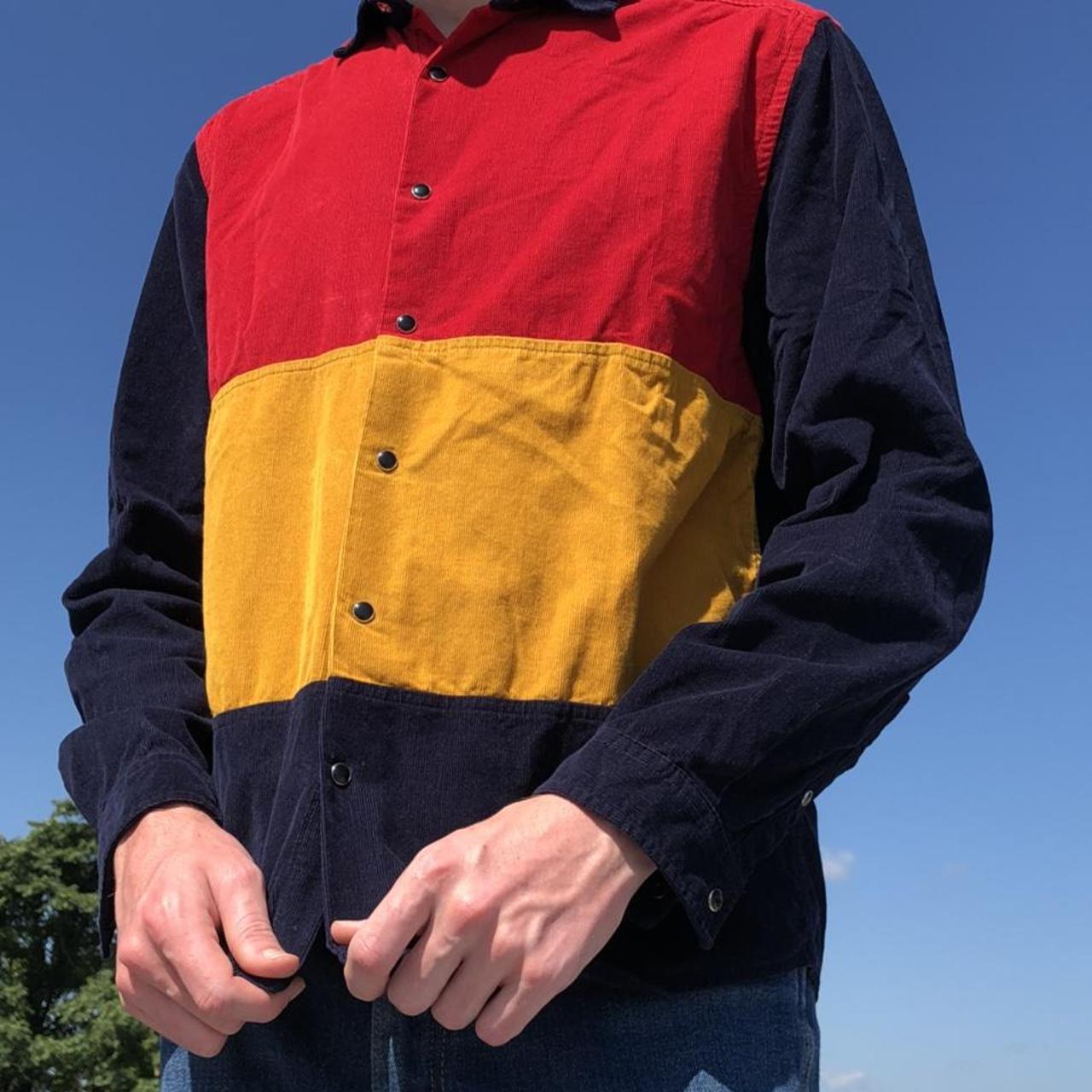 ASOS Men's Red and Navy Shirt | Depop