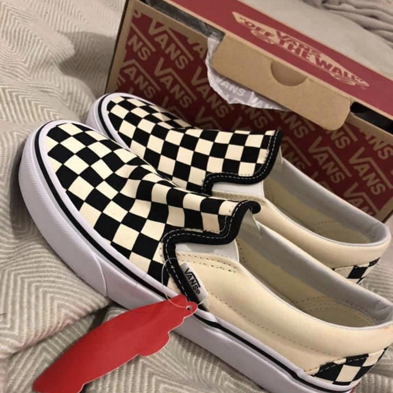 Brand new slip on checkered vans. Still got tags on... - Depop