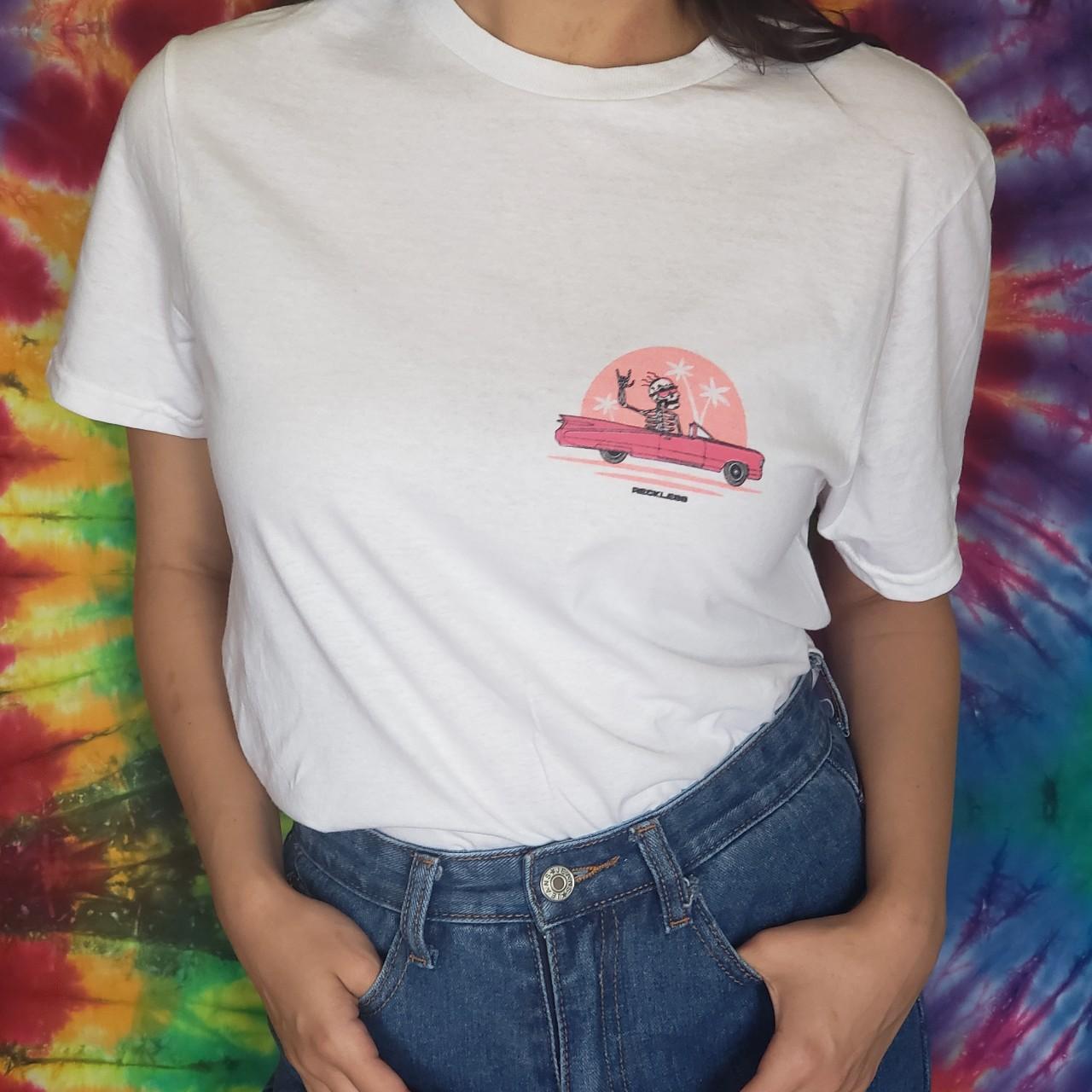 White " Reckless / Cruising Skeleton " Shirt... | Depop