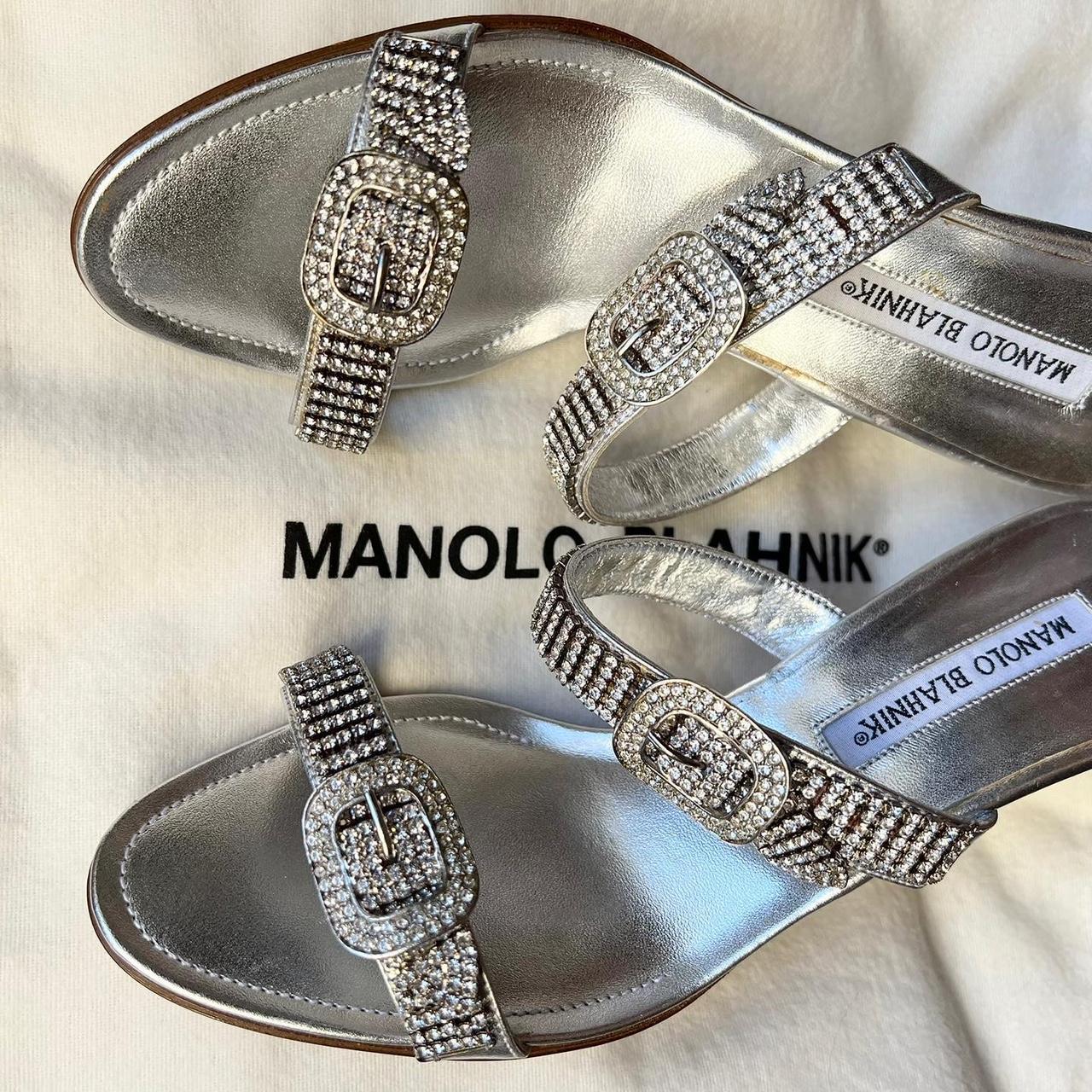 NIB Vintage 2005 Manolo Blahnik Rhinestone Double... - Depop