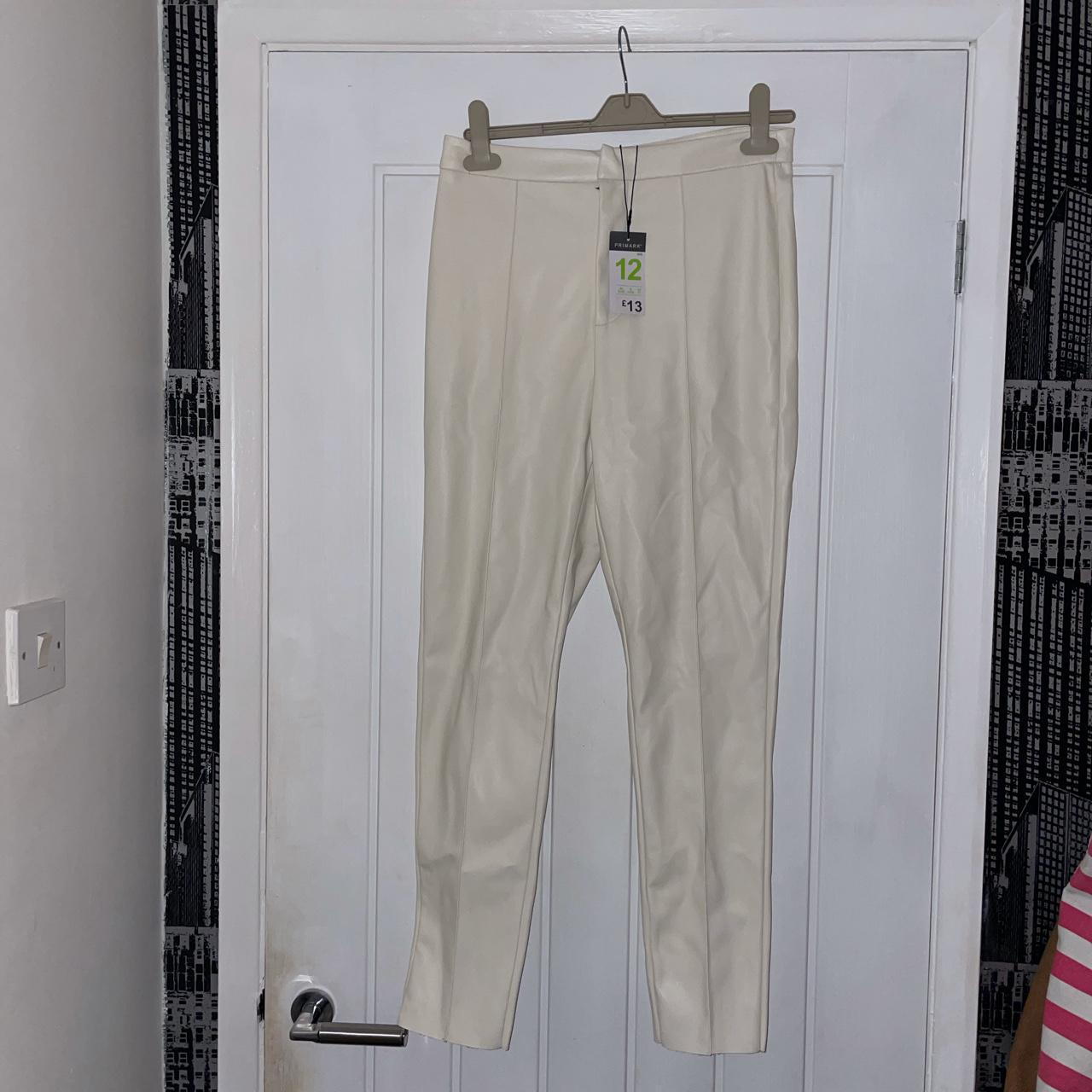 Primark white leather trousers Size 12 Brand new... - Depop