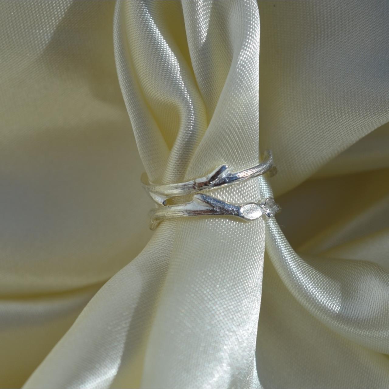 Two stackable silver metal rings! Tree branch rings!... - Depop