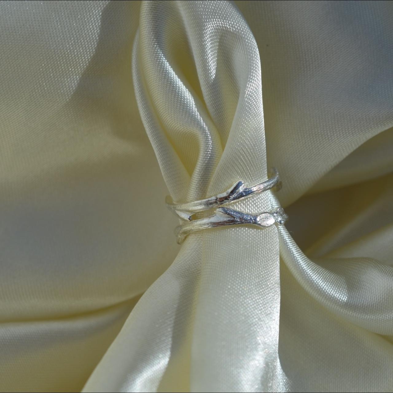 Two stackable silver metal rings! Tree branch rings!... - Depop