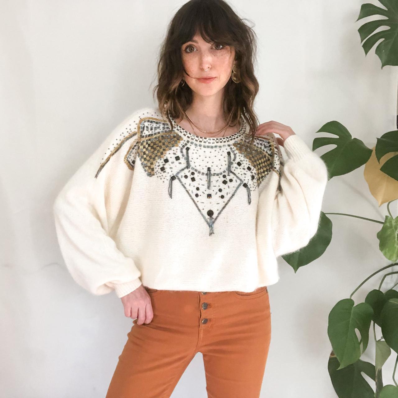 Vintage Ivory Western Angora Sweater SHOP FAVE.... - Depop