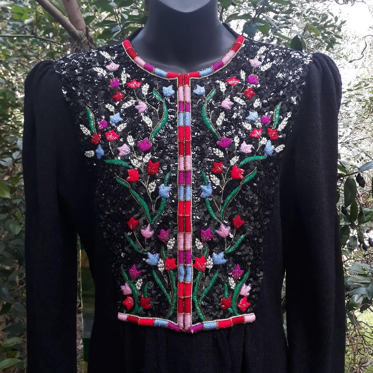 🖤 70s black sequin embroidered dress 🖤 🌹 goth meets... - Depop