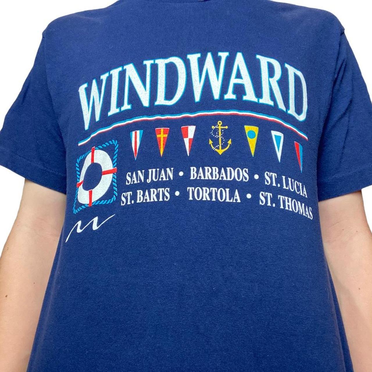 Vintage 90s Windward single stitch navy blue... - Depop