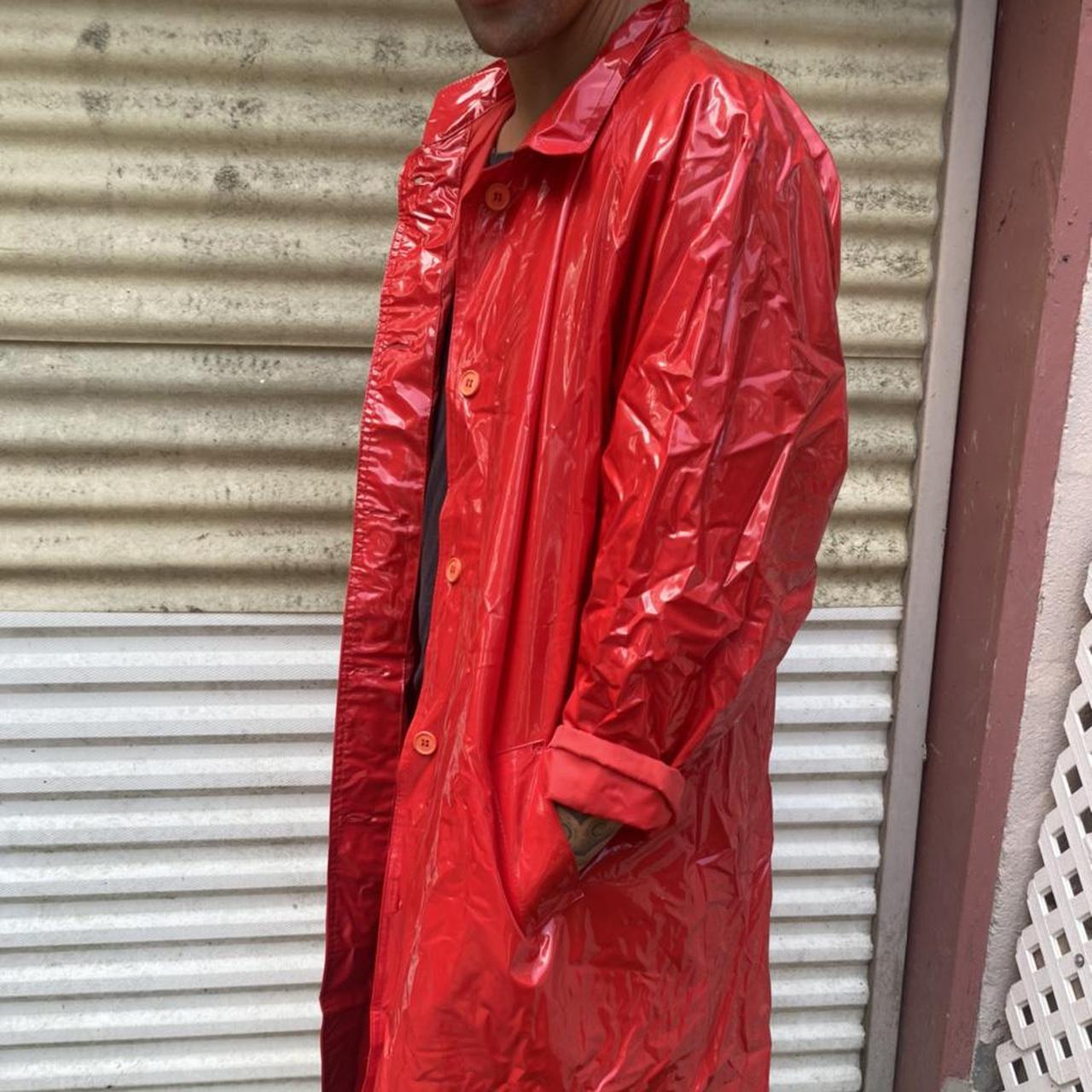 Red PVC/patent long trench/Jacket #PVC #S&M #punk... - Depop