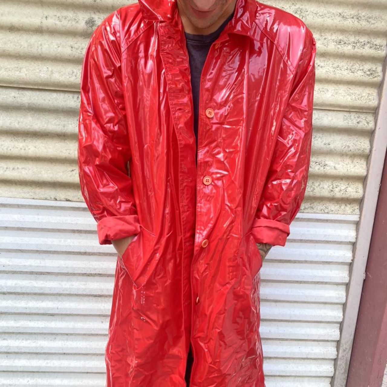 Red PVC/patent long trench/Jacket #PVC #S&M #punk... - Depop