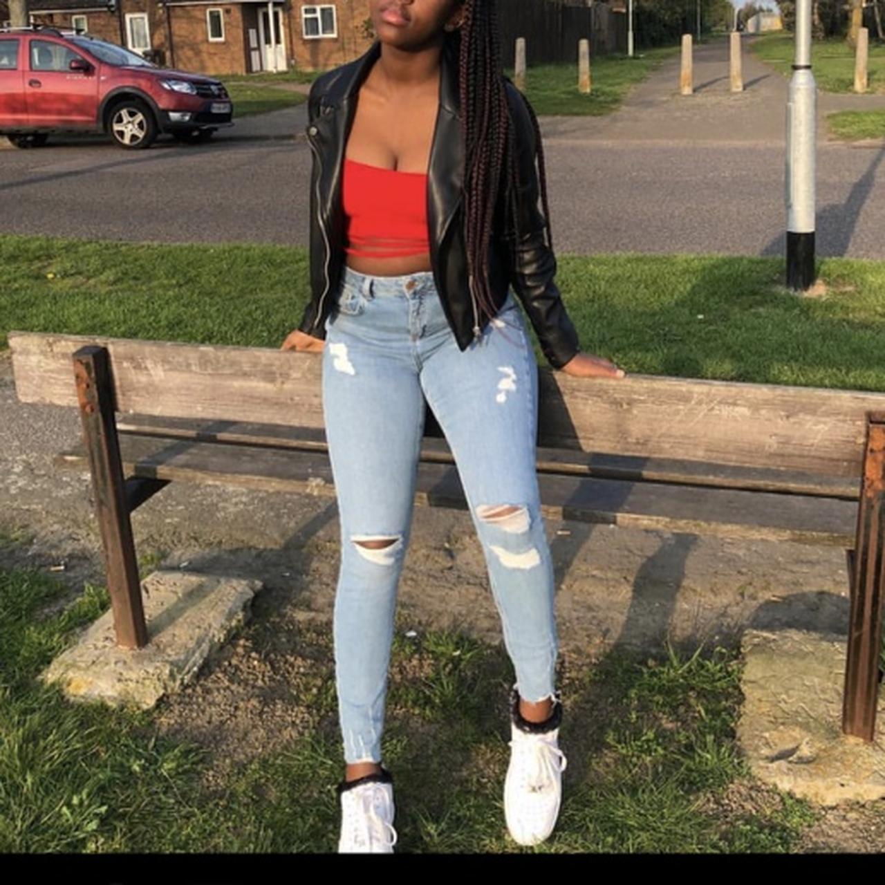 Light blue distressed skinny jeans💕 - Also available... - Depop