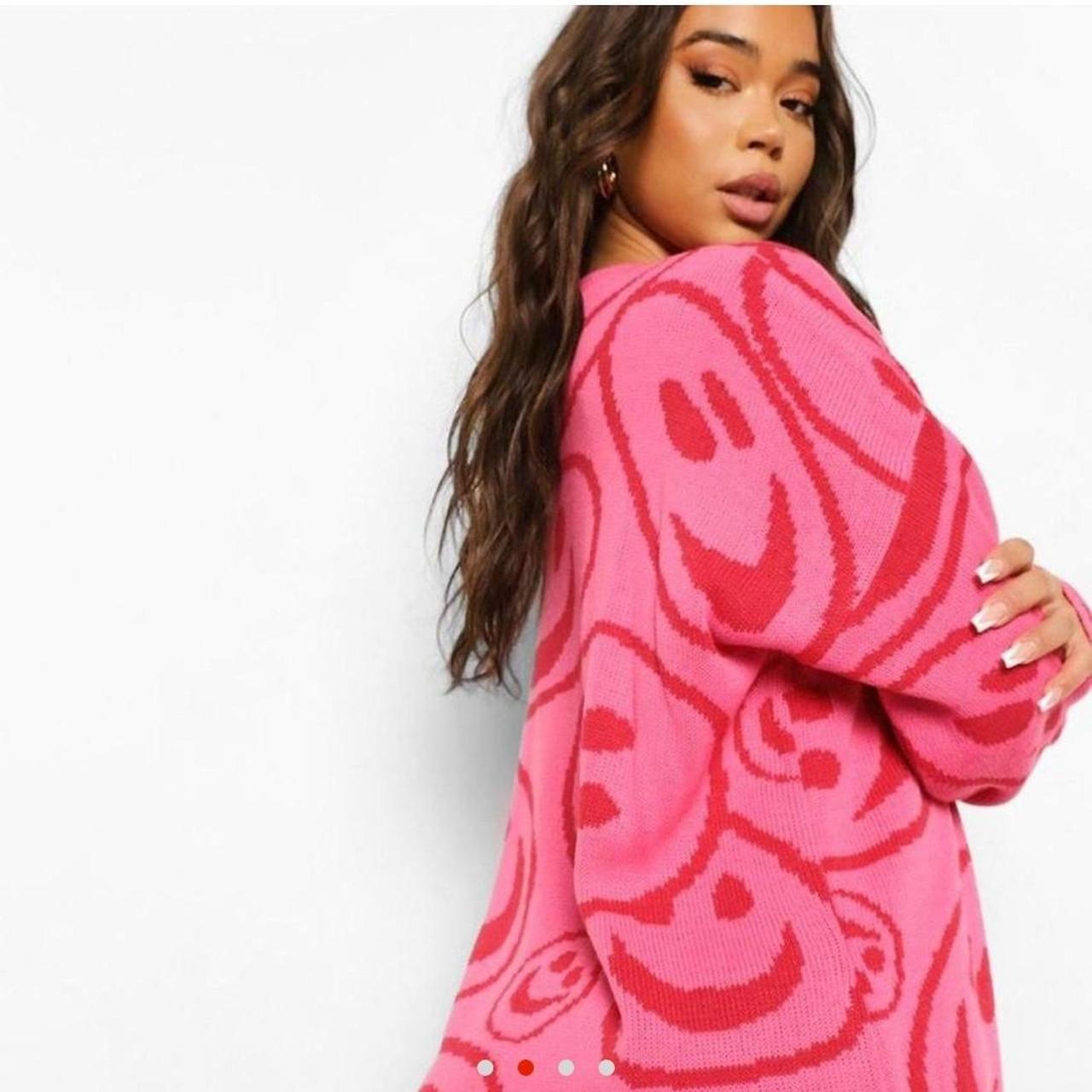 Pink Smiley Jumper - Boohoo - super oversized - it... - Depop