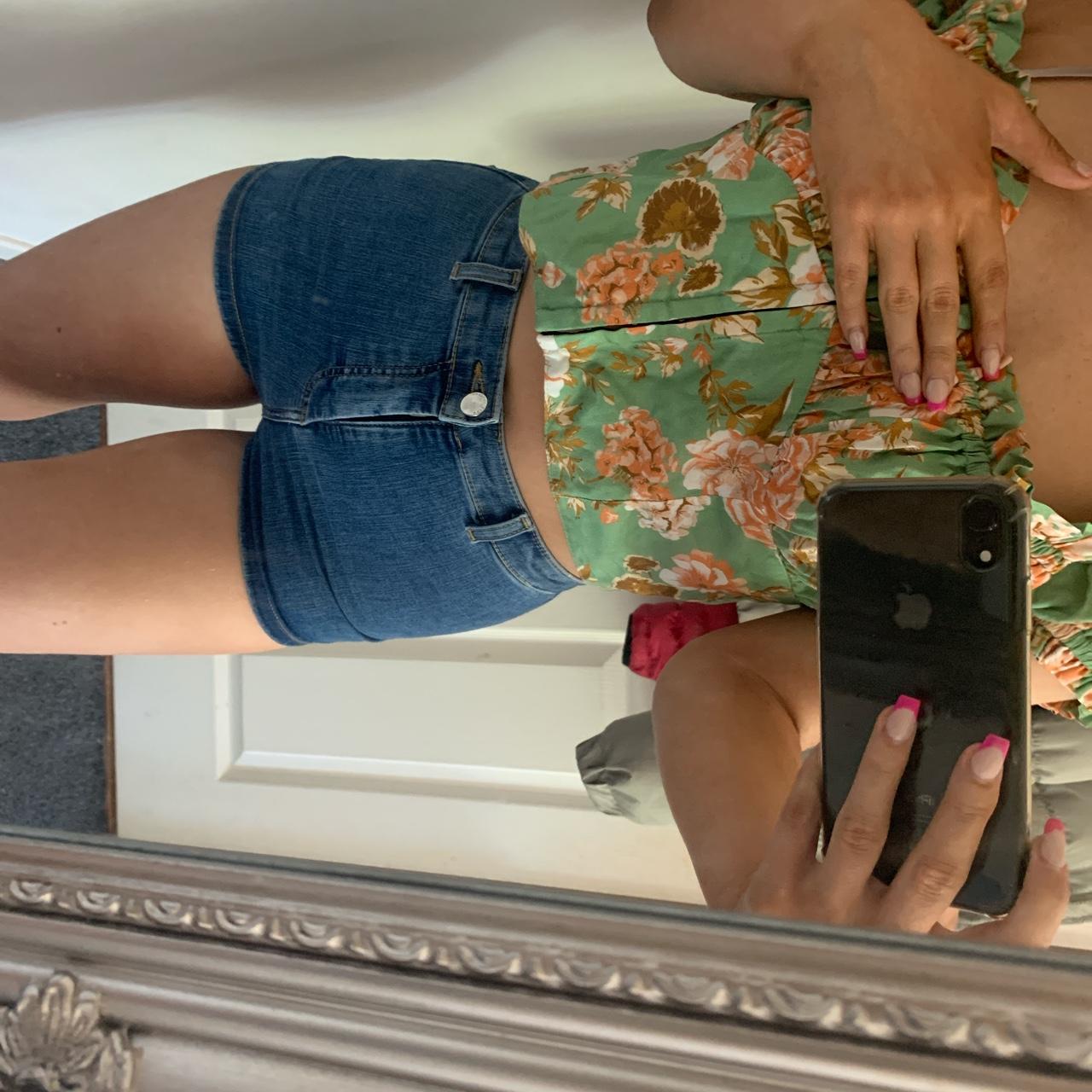 Blue Joni Denim Shorts No flaws Bought from Depop... - Depop