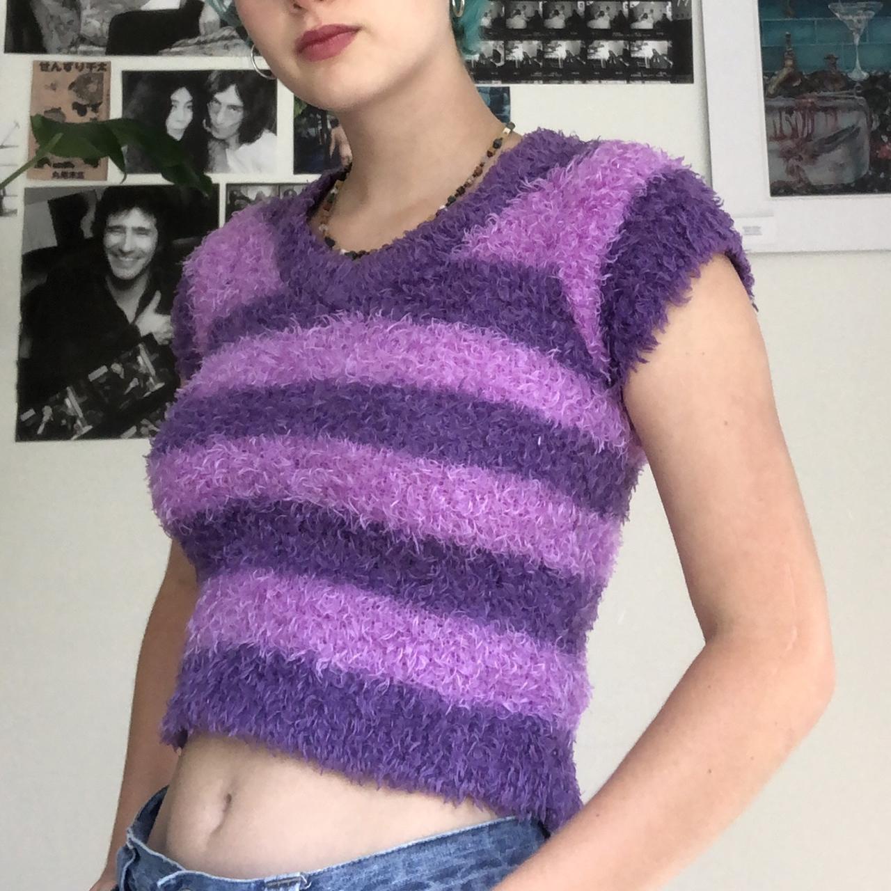 Fuzzy purple crop top!! This ones real comfy. It... - Depop