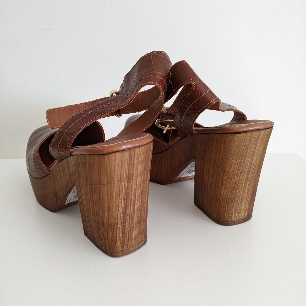 Wooden block heel platform clogs from... - Depop