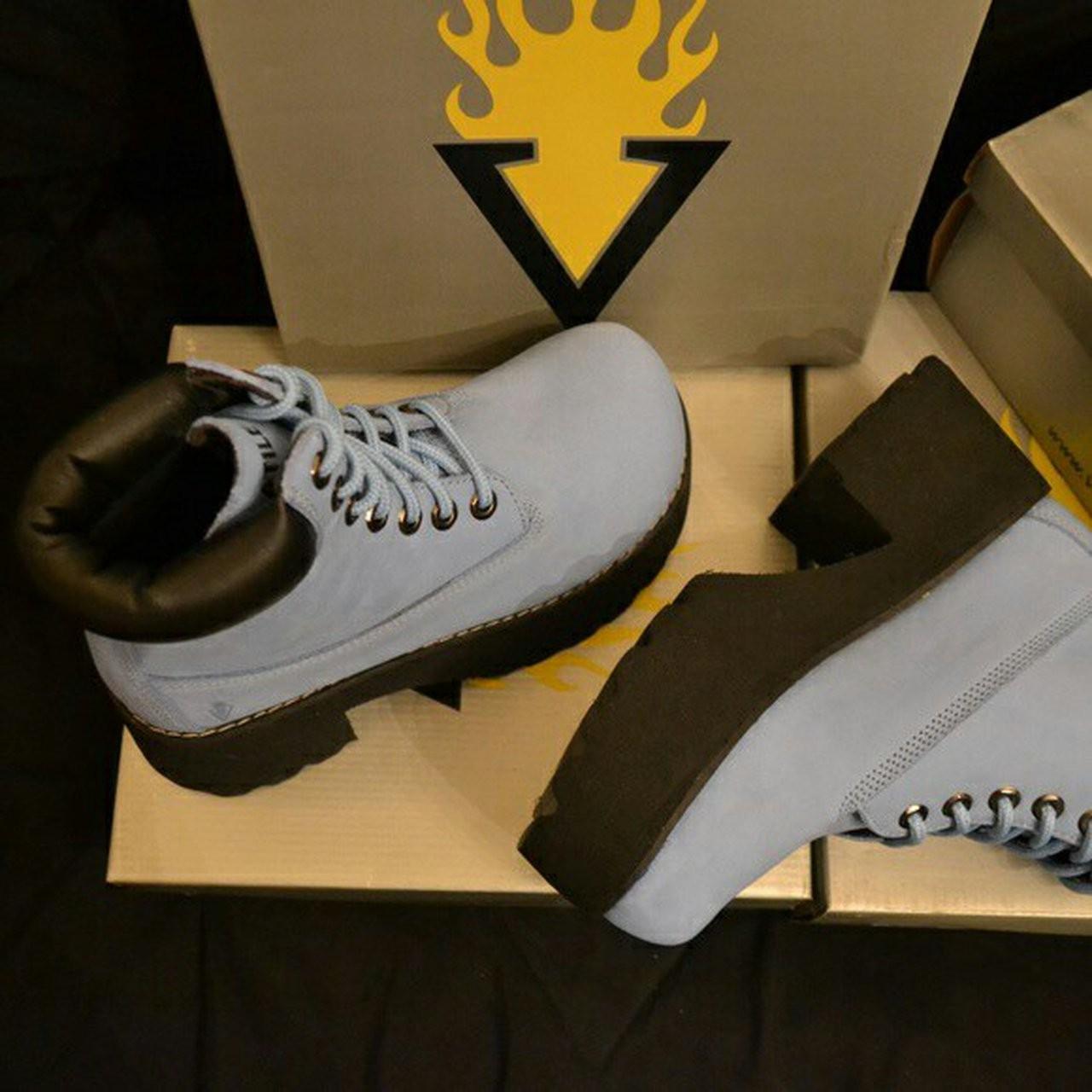 VOLATILE Jobsite Baby Blue Platform Boots Women's... - Depop