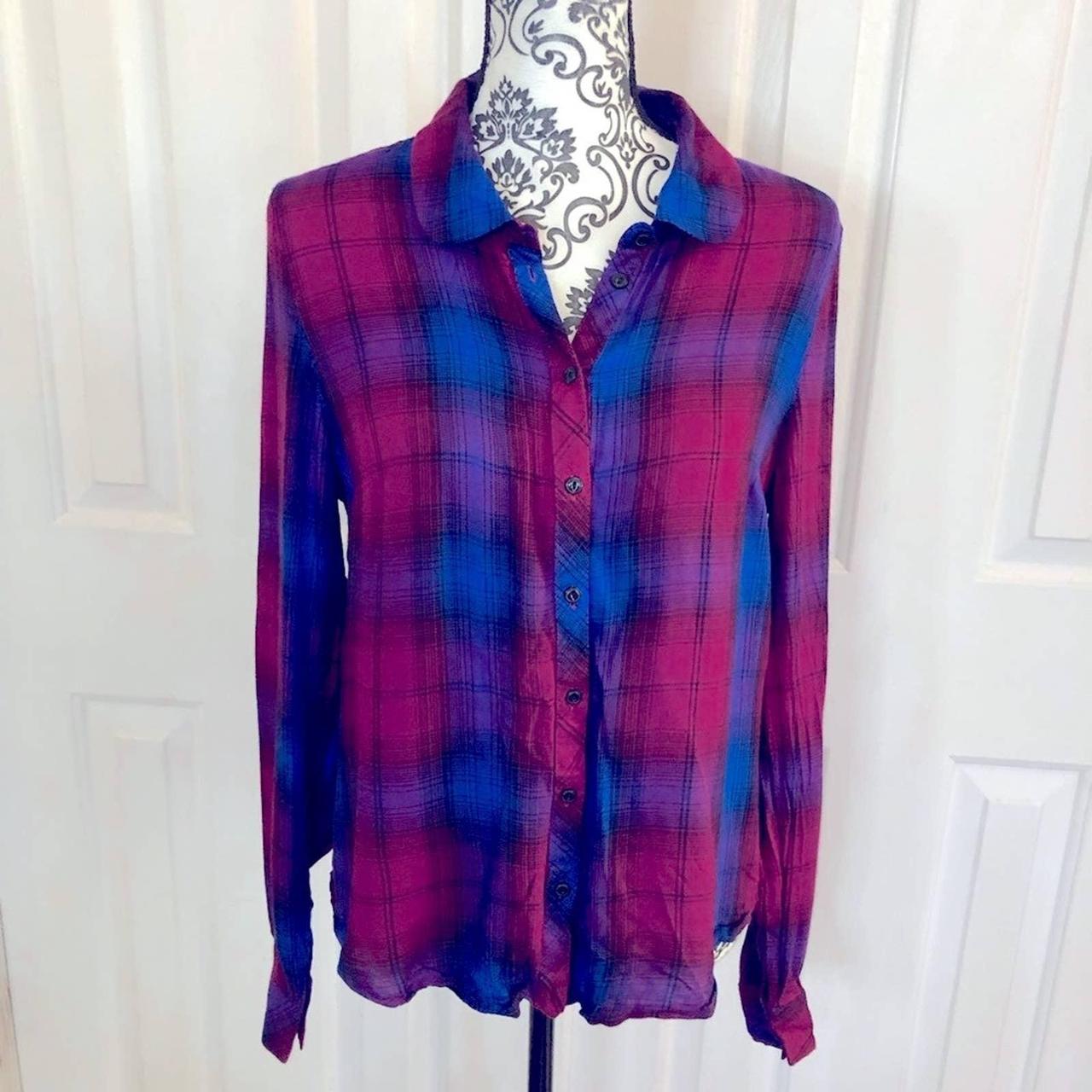 ModCloth blue red and purple plaid super soft... - Depop