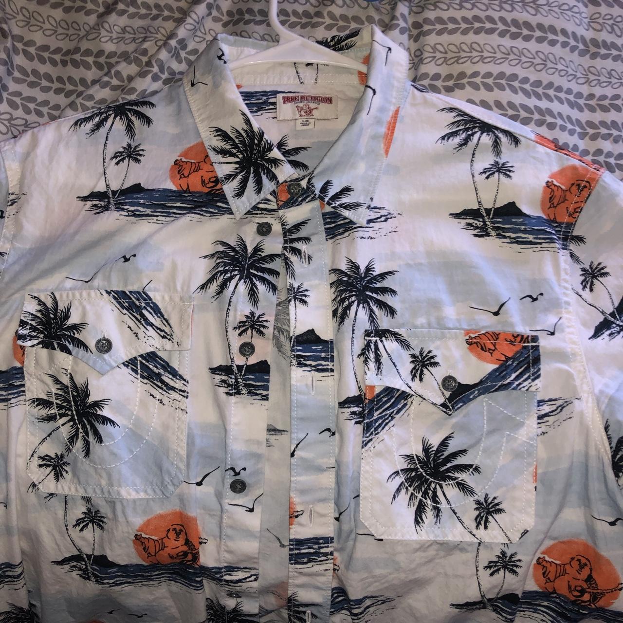 True religion button up short sleeve. Perfect for... - Depop