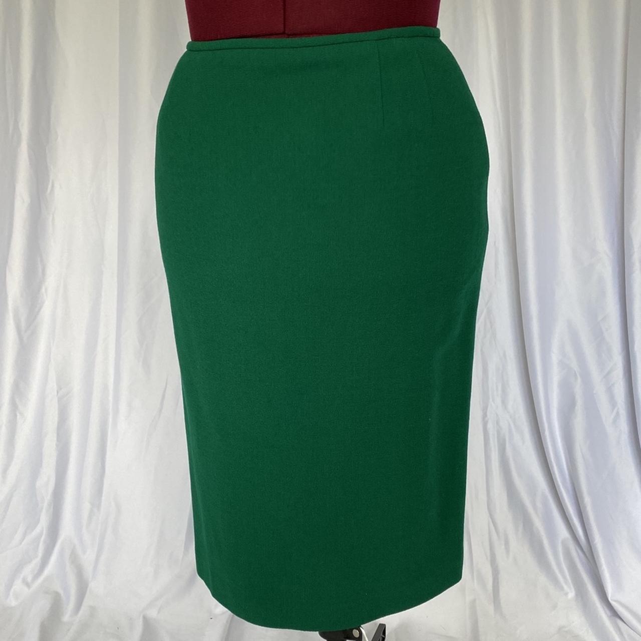 Description: 90s Kasper ASL 100% wool green skirt.... - Depop