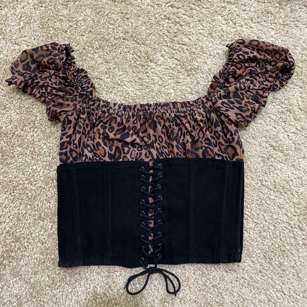 Iamgia Leopard And Black Corset Top Only Worn Depop