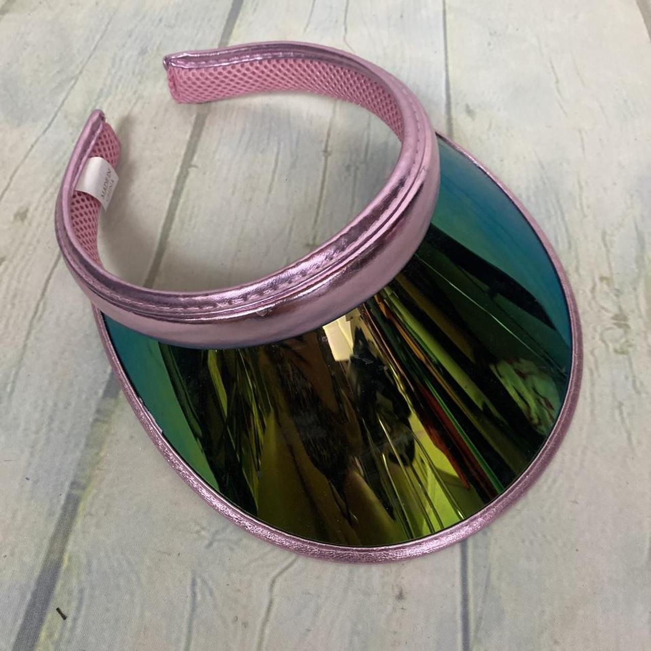 Prismatic Iridescent Mirrored Pink Visor Hat New,... - Depop