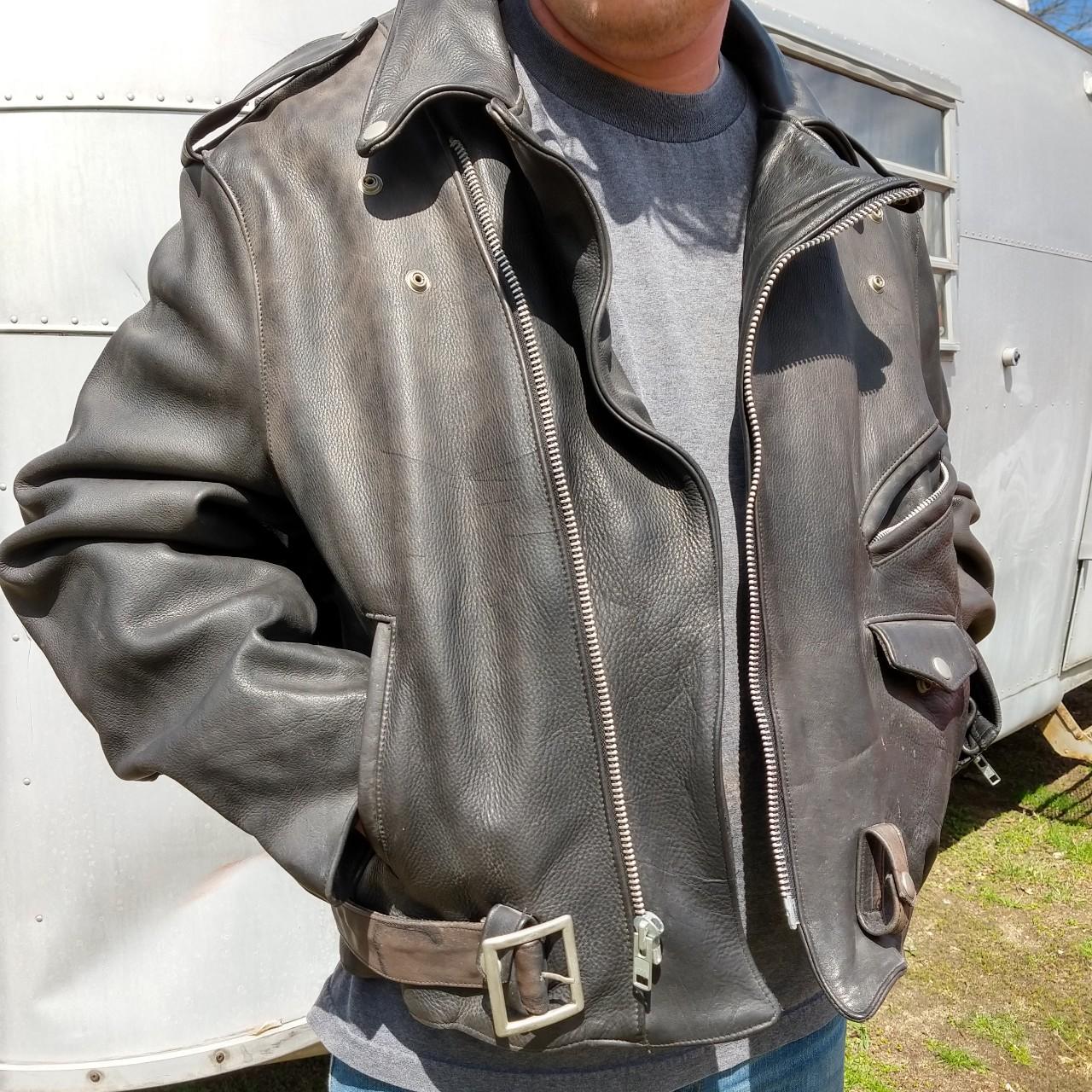 This classic style leather biker jacket is perfect... - Depop