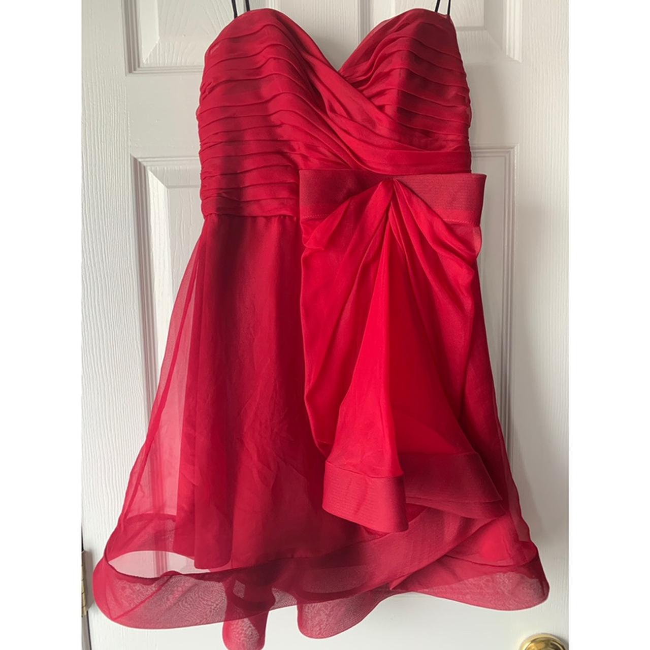 Strapless, red ABS dress. Perfect for costume... - Depop