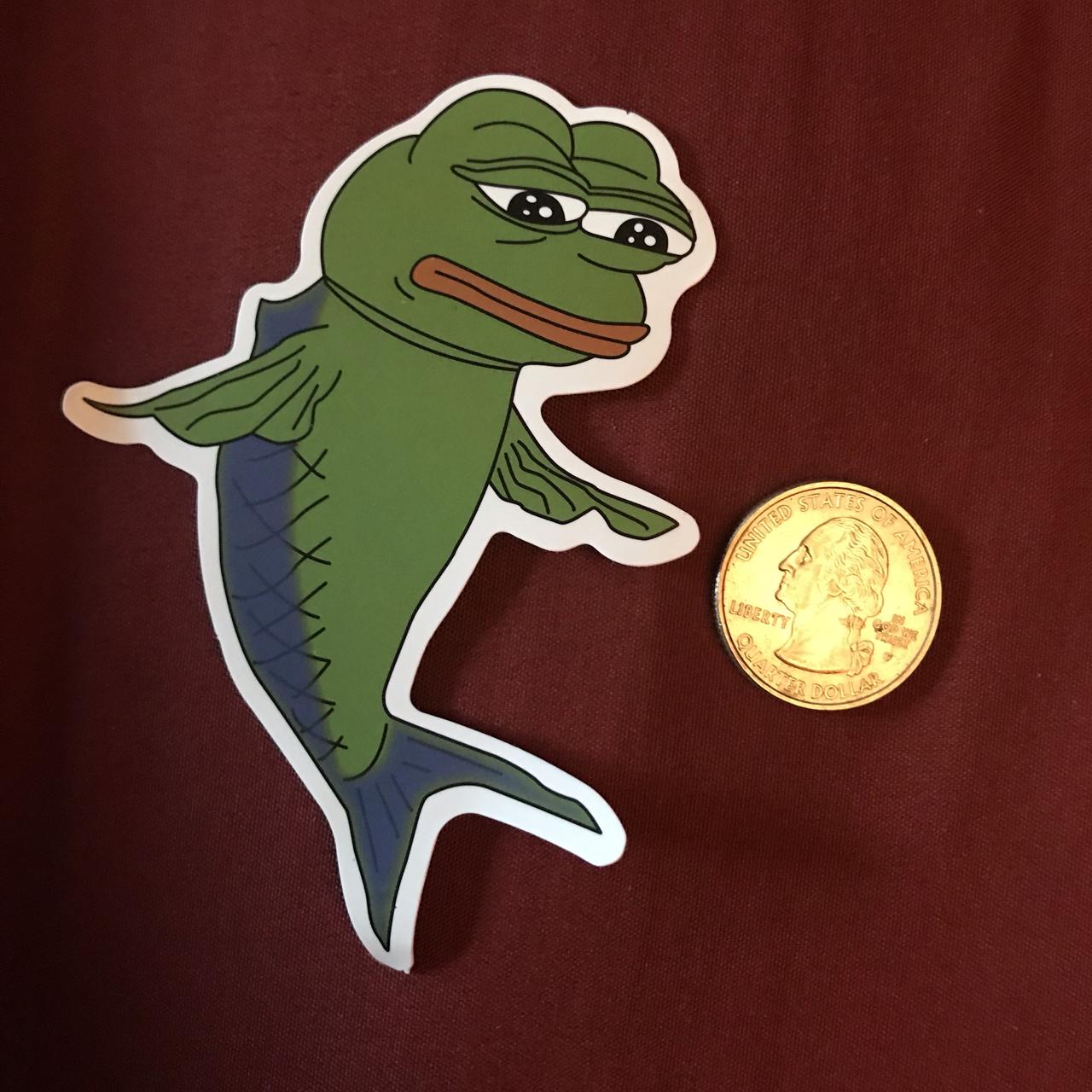 pepe the frog sticker!! mermaid frog size reference... - Depop