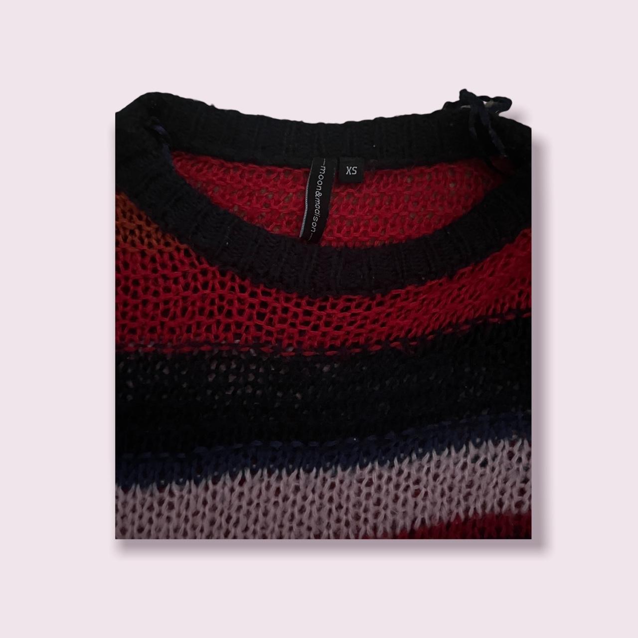 knitted multicolor sweater a bit... - Depop