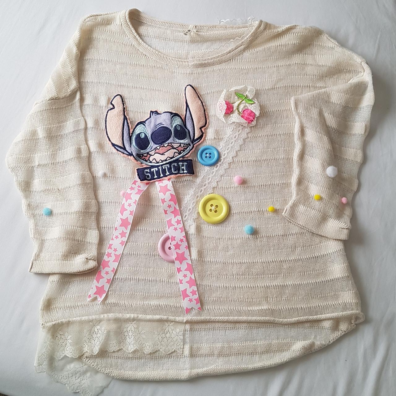 Custom reworked jumper featuring Stitch and lots of... - Depop
