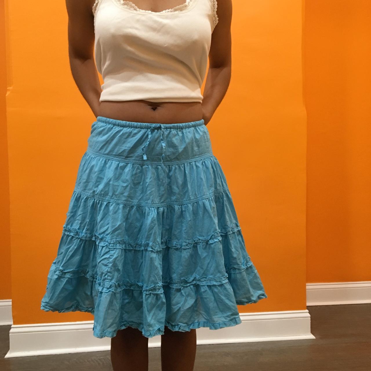 blue ruffle skirt - amazing quality, you can just... - Depop