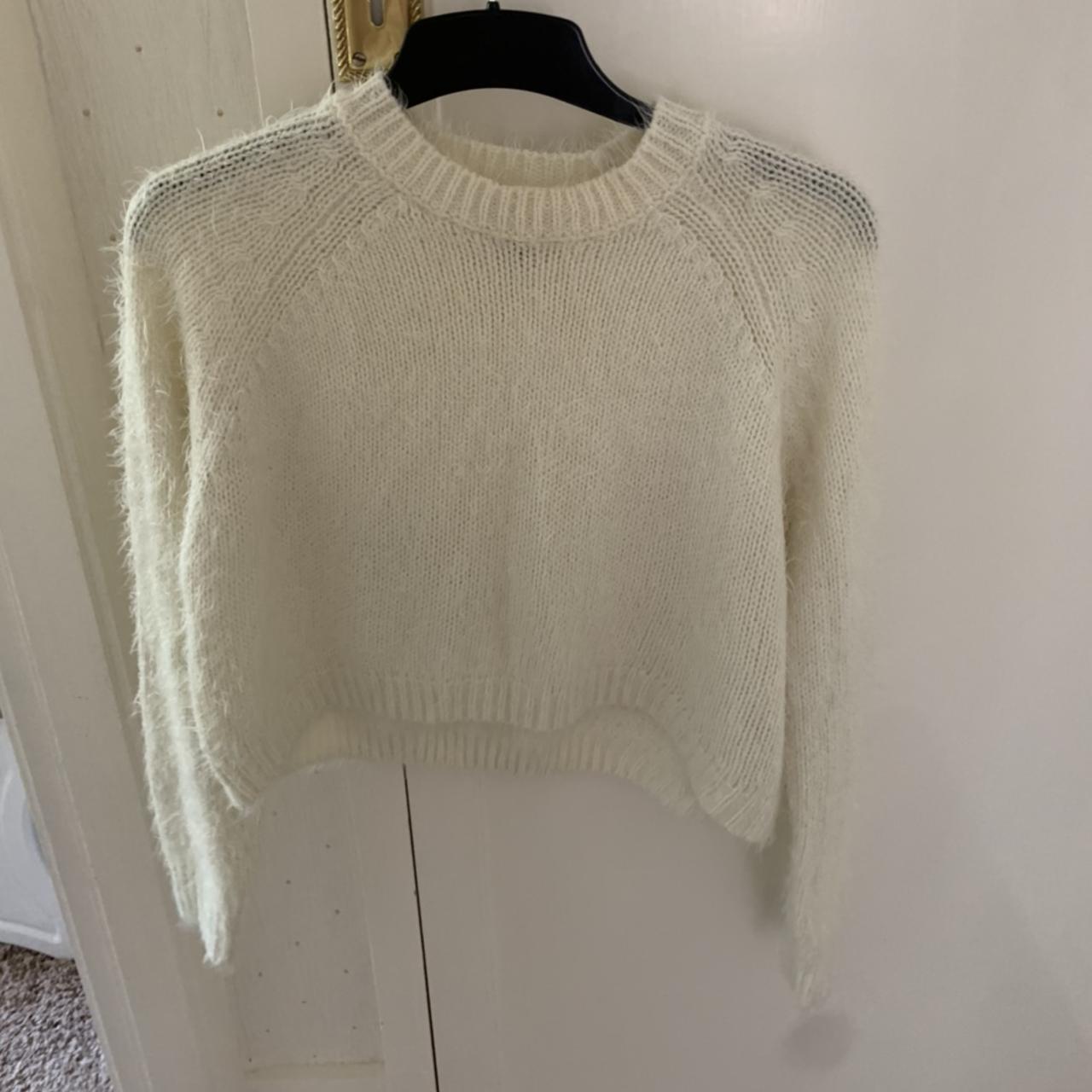 Fluffy topshop grey and cream jumpers! Buy together... - Depop