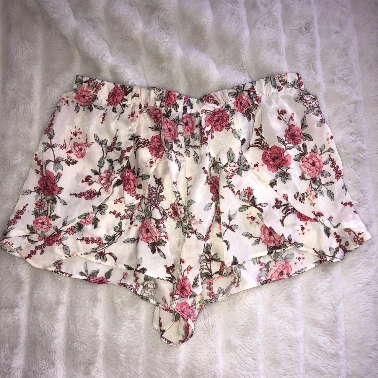 Pink Floral Silk Shorts - Size Small 💗FREE... - Depop