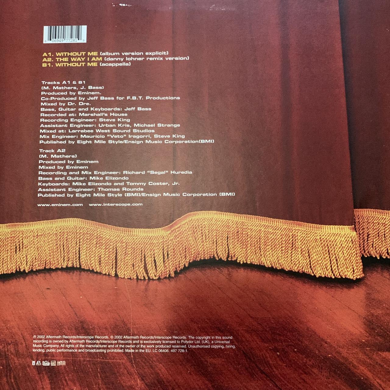 Eminem “Without Me” 3 Track 12 Inch Vinyl Single... - Depop