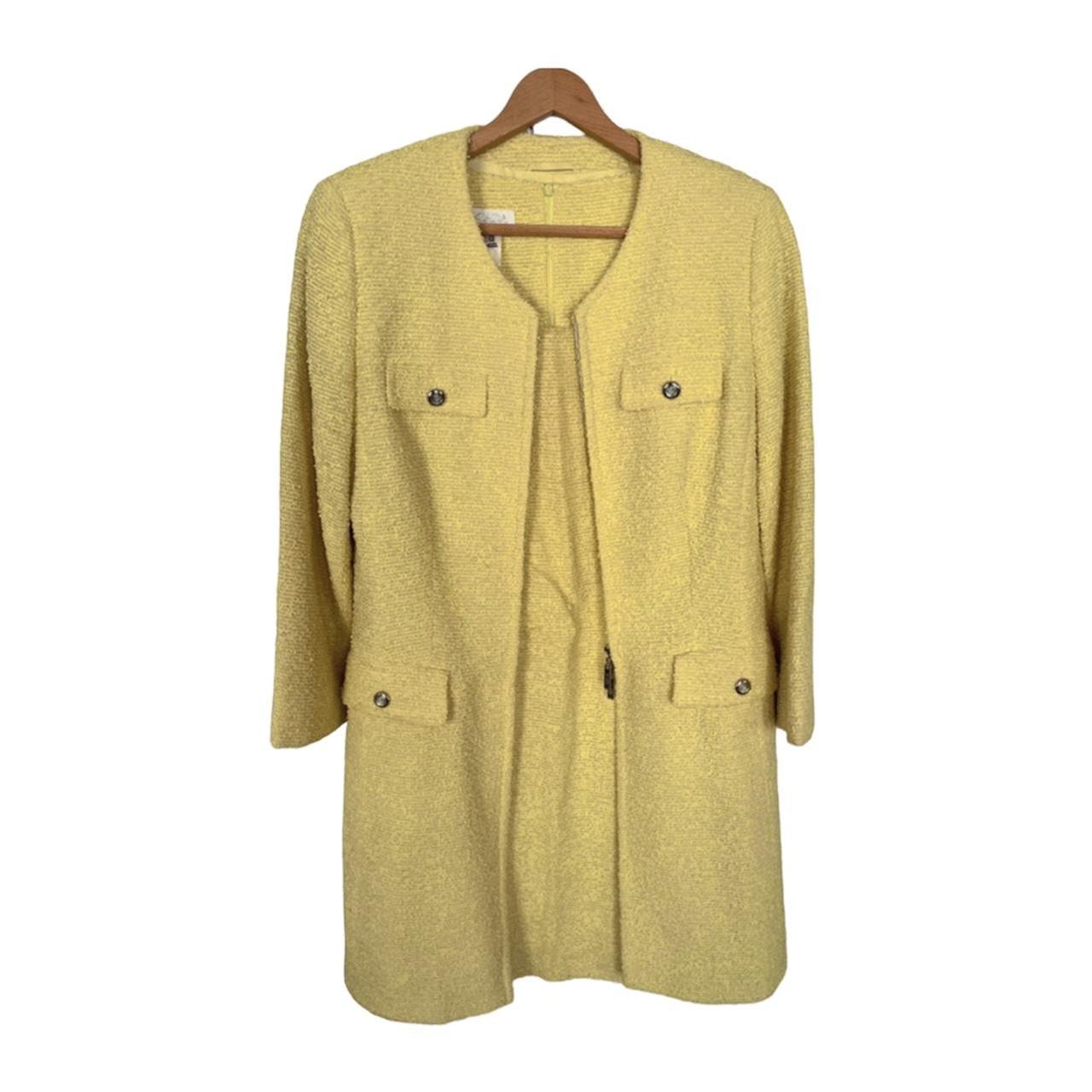 Beautiful yellow tweed suit with a dress and a coat... - Depop