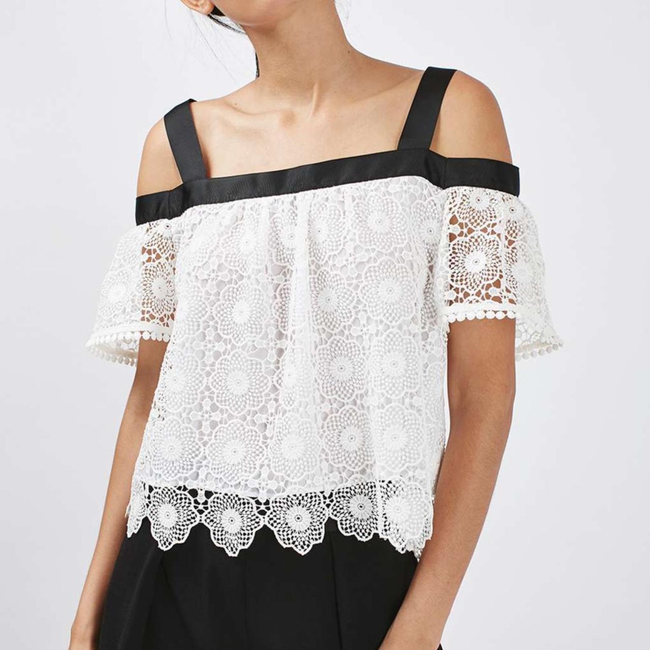Topshop off the shoulder lace top, never worn! - Depop
