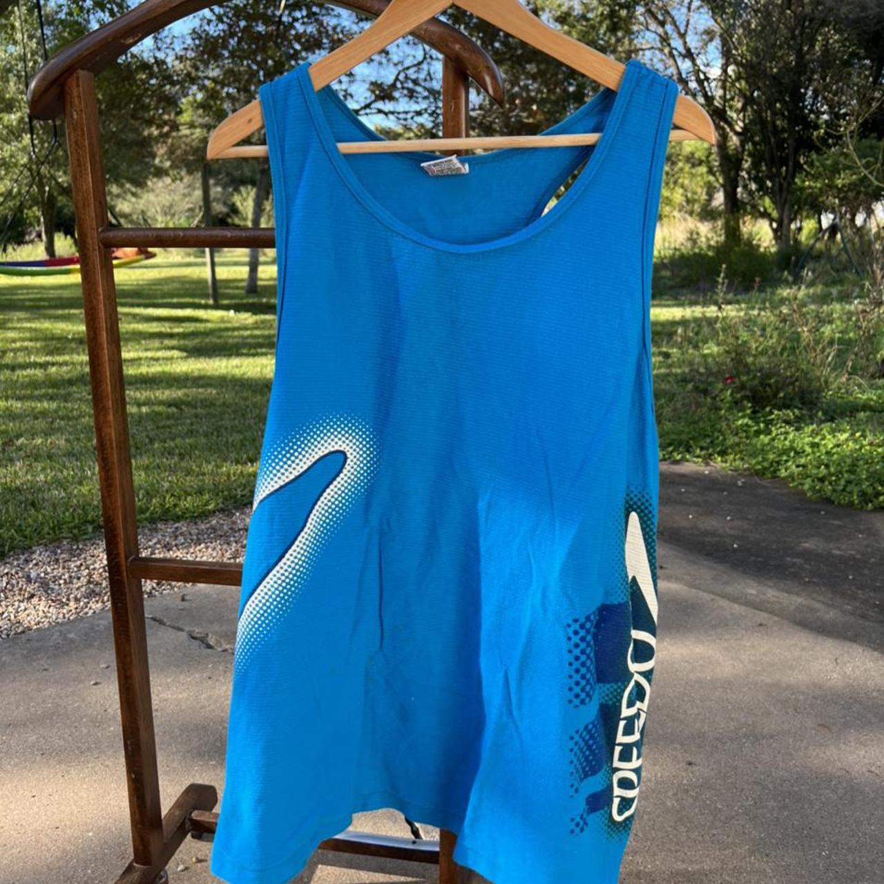 Vintage Speedo XL Blue Tank Top T-Shirt. Cool made... - Depop