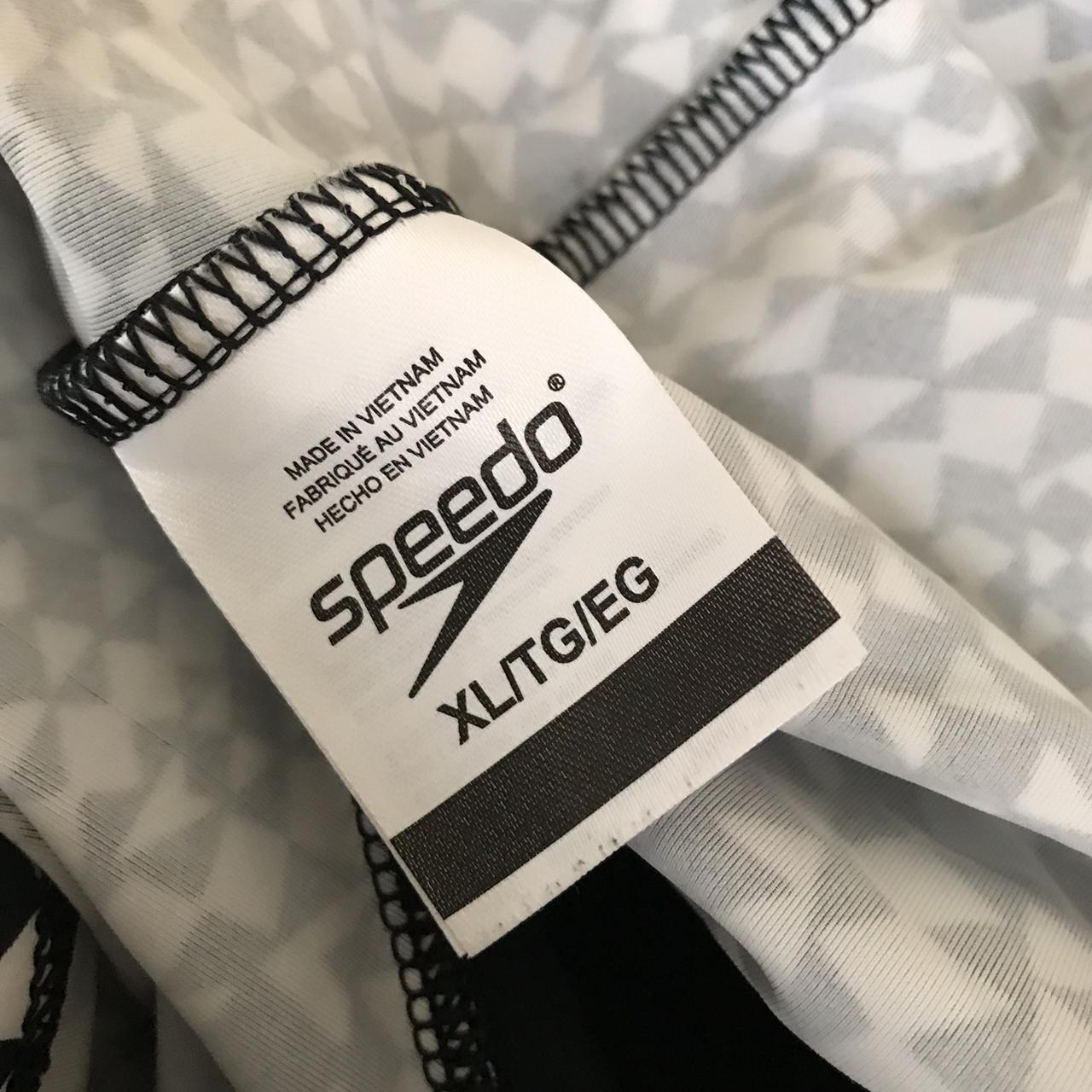Speedo black and white abstract swim shirt... - Depop