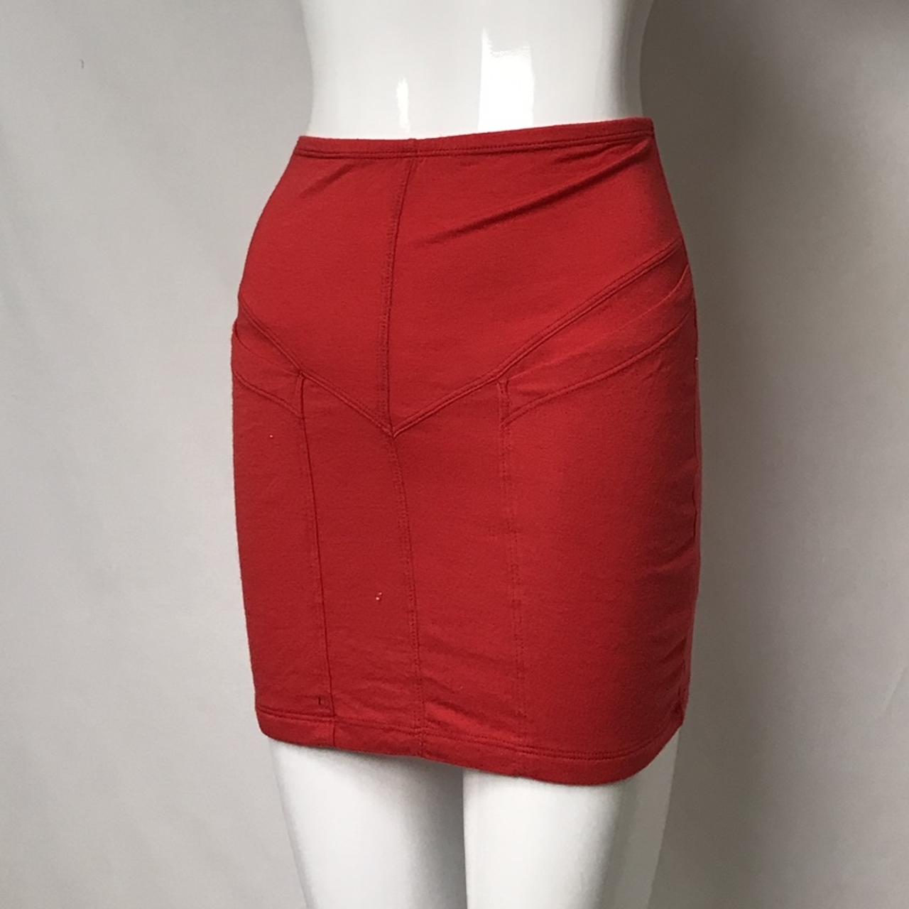 My LNA cherry red stretch mini skirt with pockets... - Depop