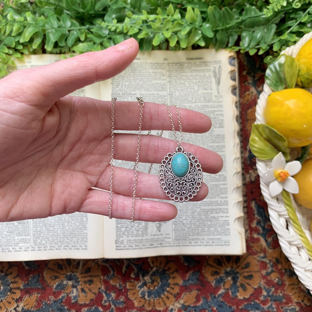 Medieval Turquoise Amulet 🥀⚔️🕯 Gorgeous ornate... - Depop