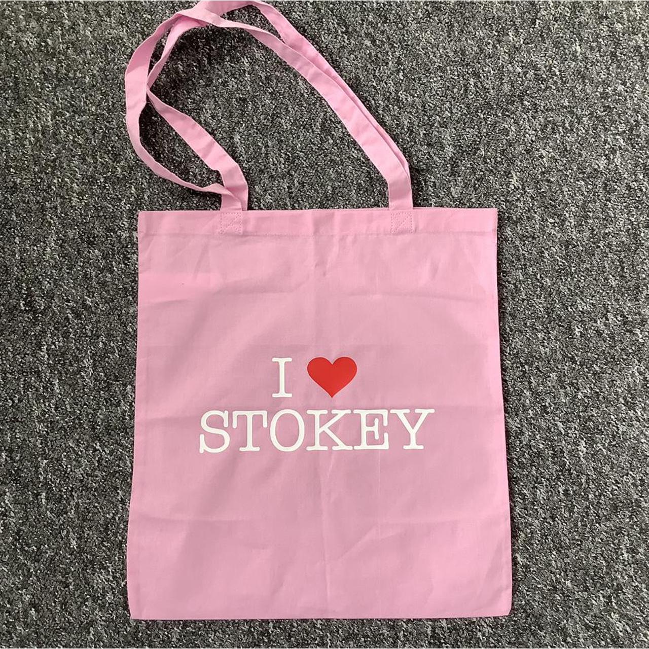 Pink I love stoked custom tote bag. Made from... - Depop