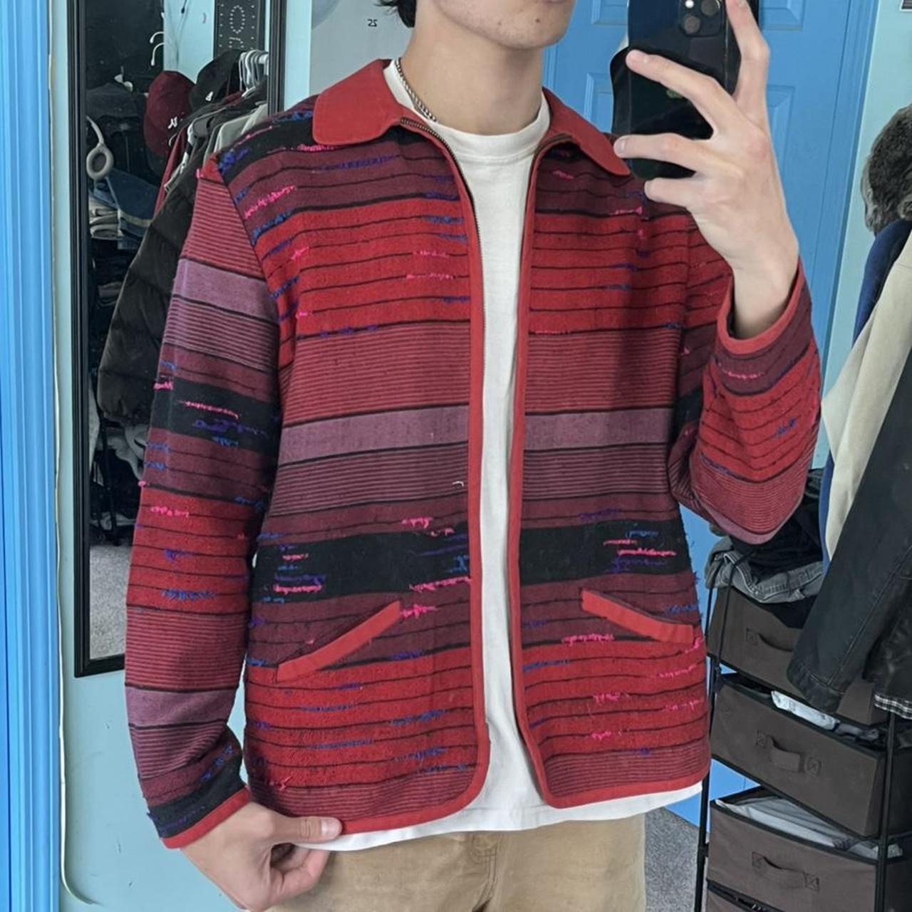 Retro Striped Abstract Jacket Cold Water Creek Depop