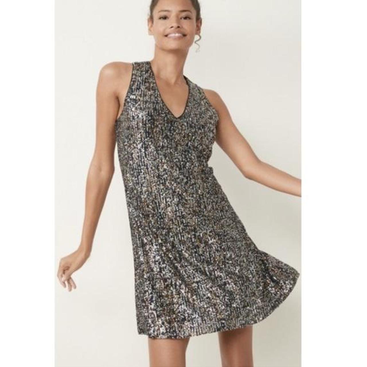 Next silver sequin halter neck swing dress. Brand... - Depop