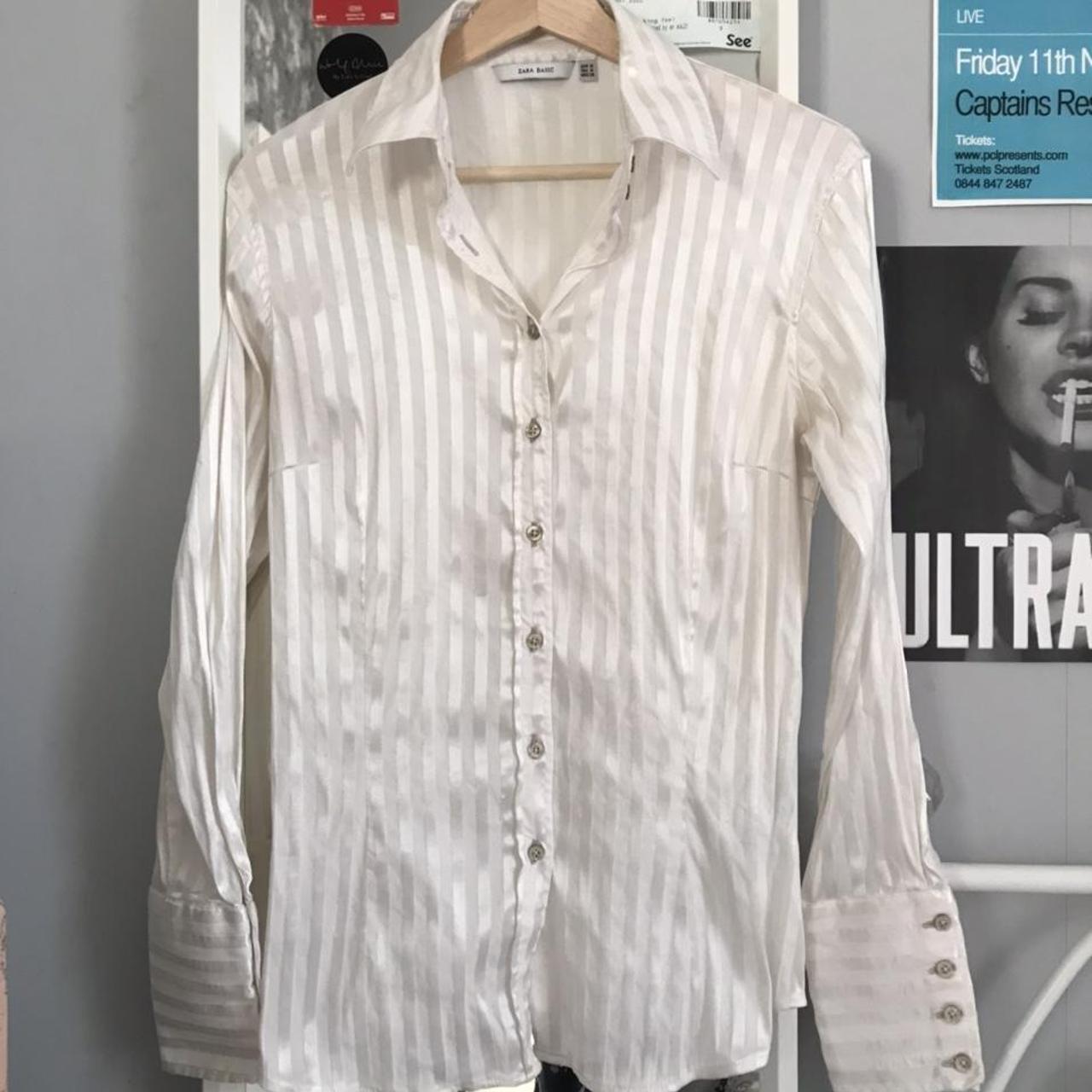 Old zara satin striped shirt Very elegant Size... - Depop
