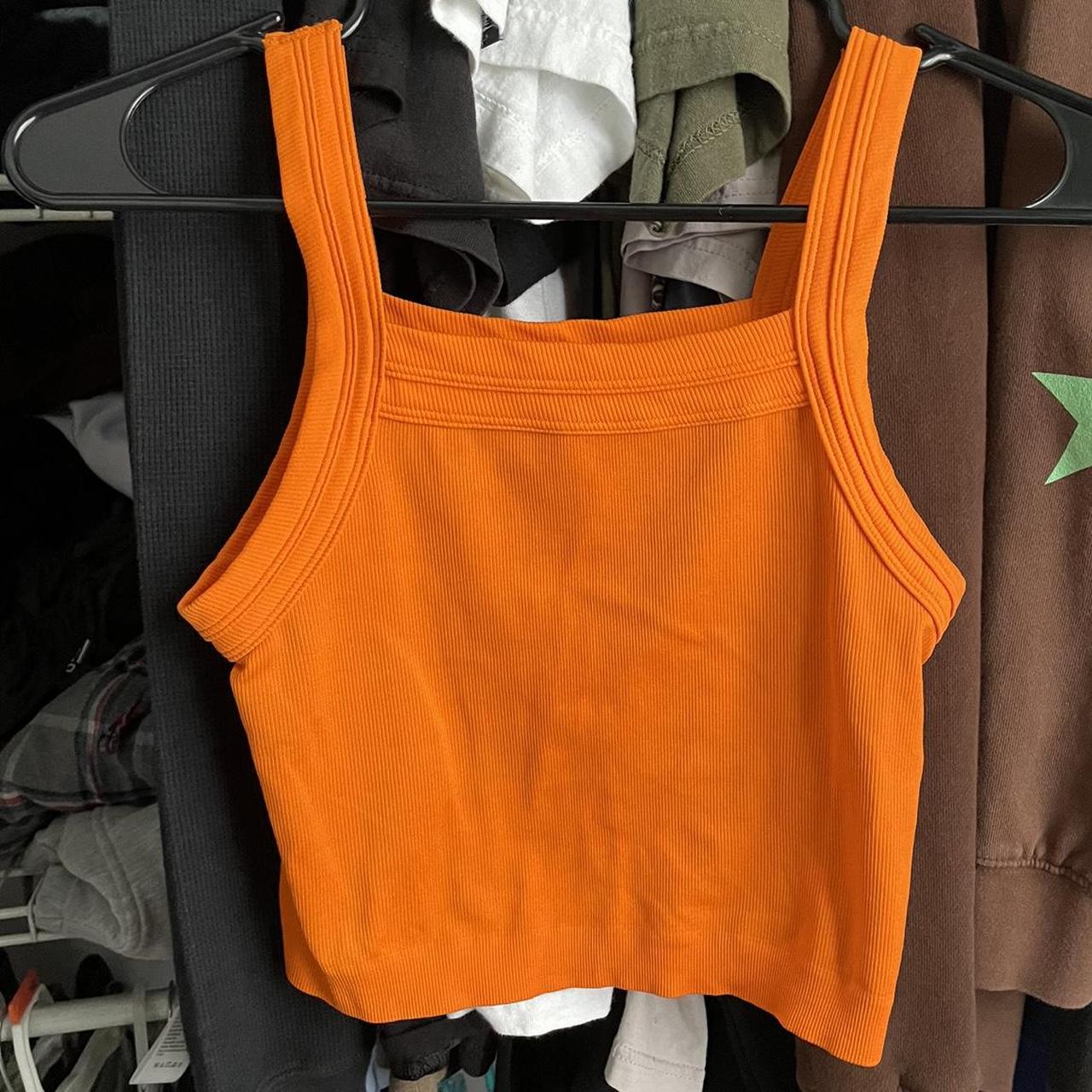 orange ribbed tank from urban outfitters worn once - Depop