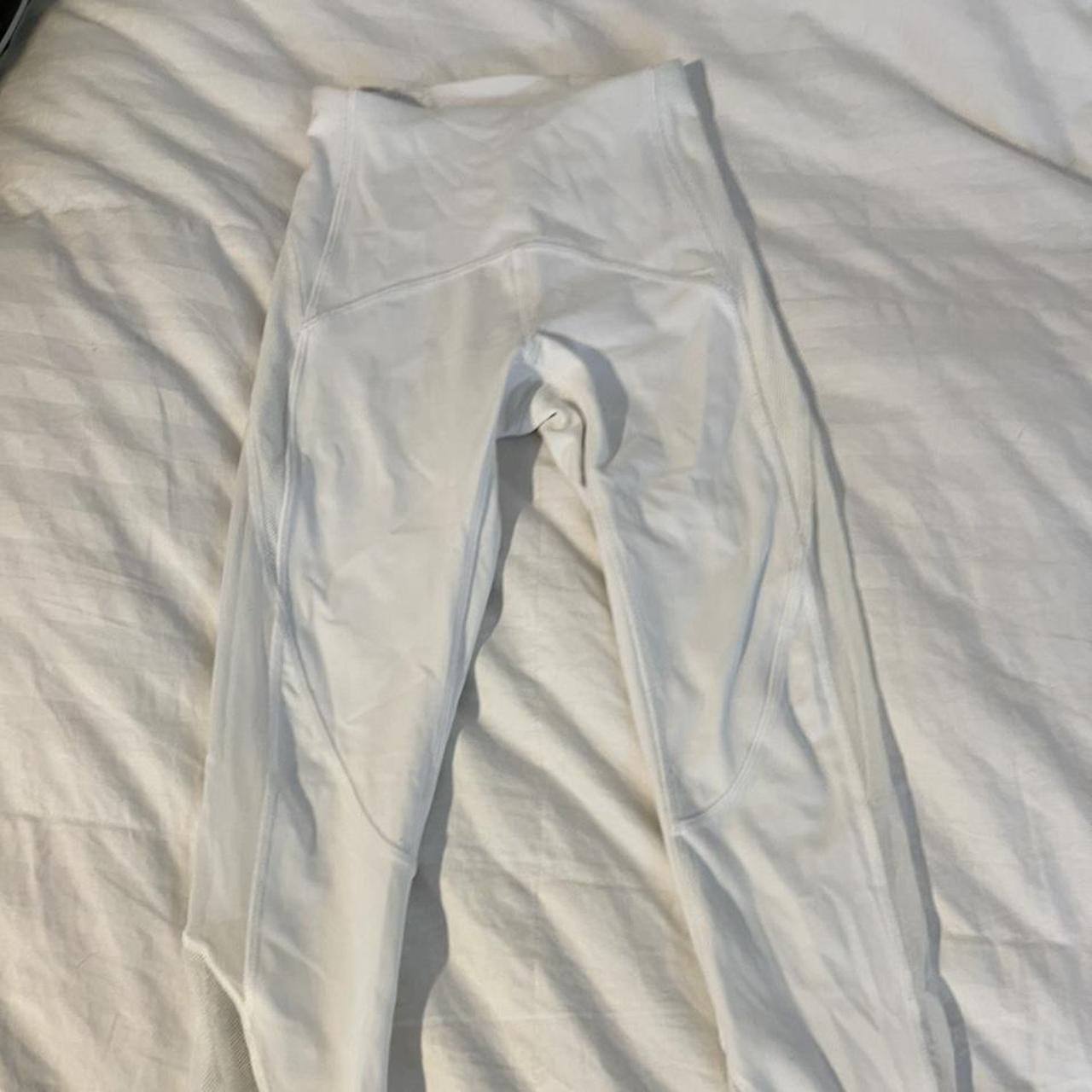 White mesh detail white Lululemon align leggings... - Depop