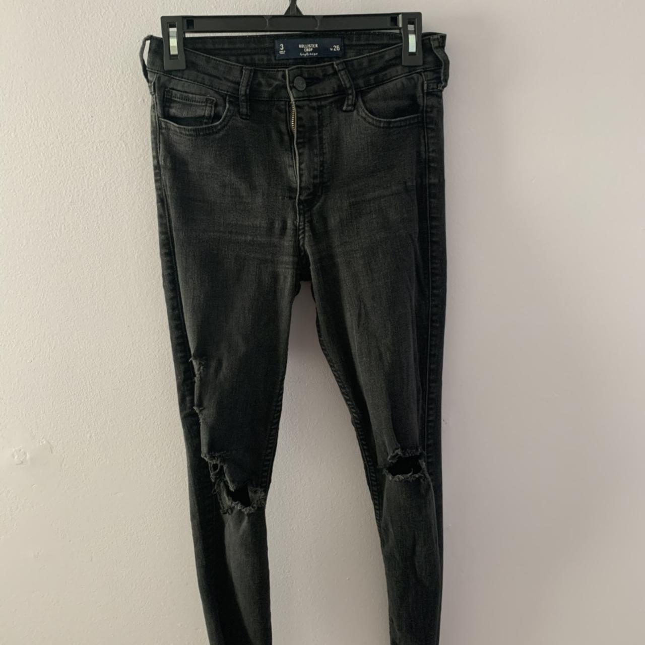 HOLLISTER CROP HIGH RISE DISTRESSED BLACK JEANS. ... - Depop