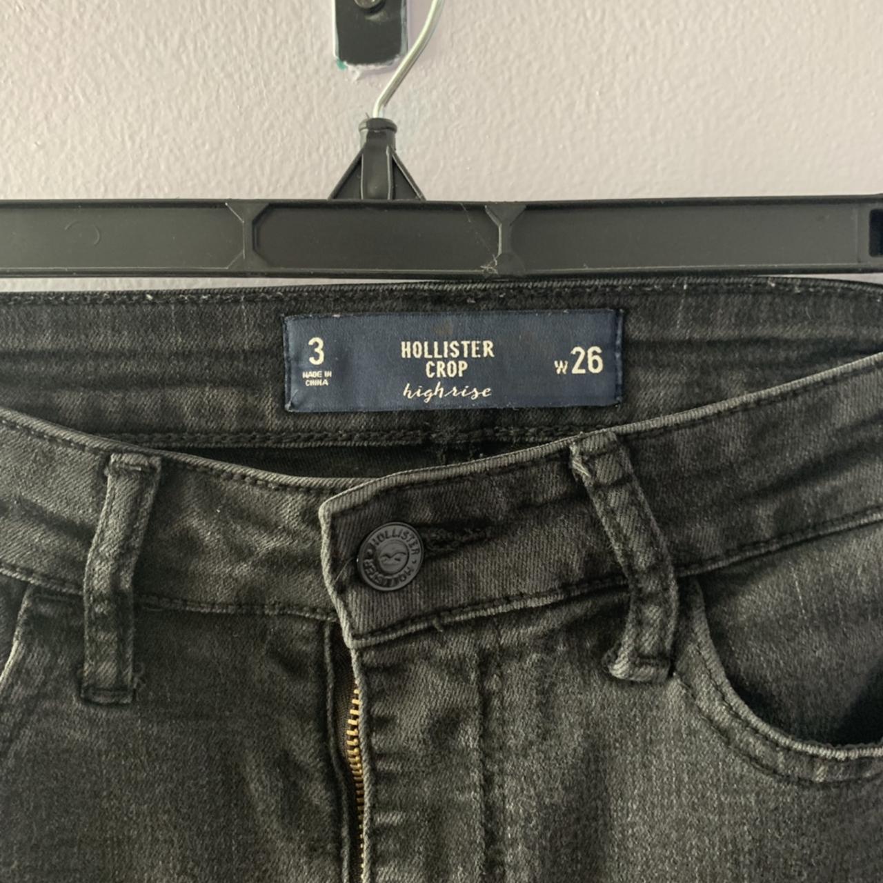 HOLLISTER CROP HIGH RISE DISTRESSED BLACK JEANS. ... - Depop