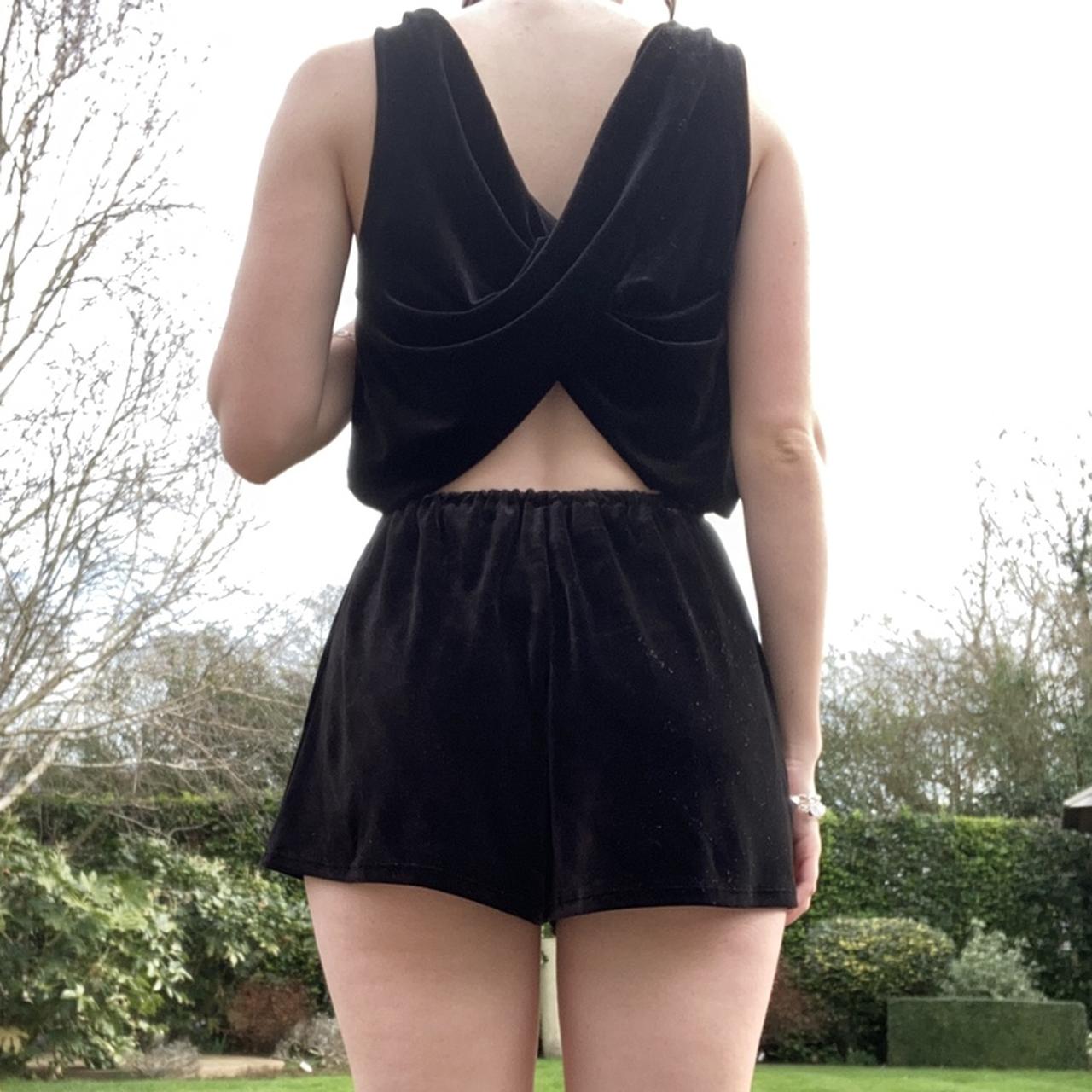 gorgeous black velvet playsuit from Urban... - Depop