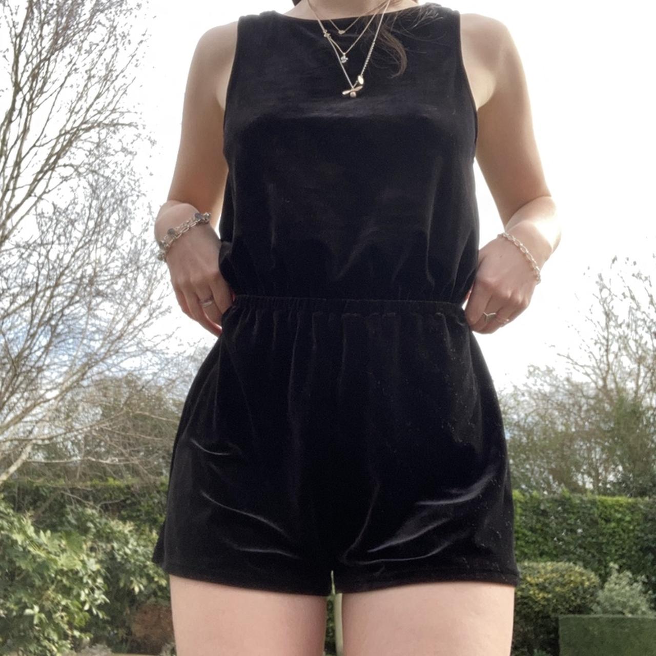 gorgeous black velvet playsuit from Urban... - Depop
