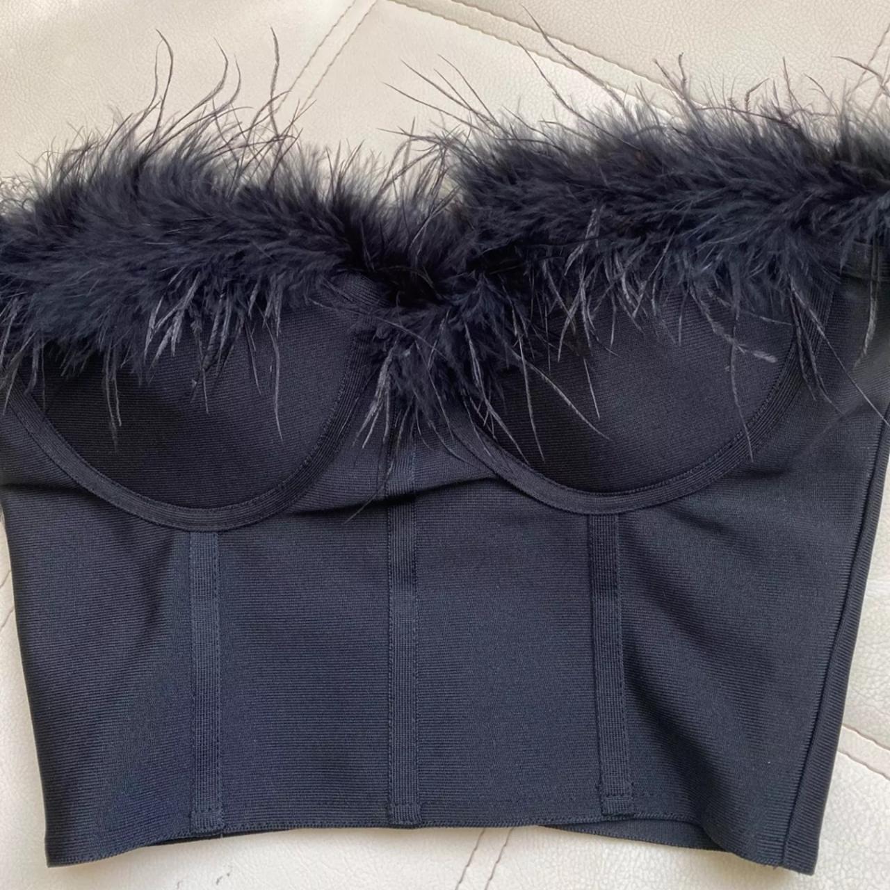Feather 🪶 top Fluffy top Corset top also available... - Depop